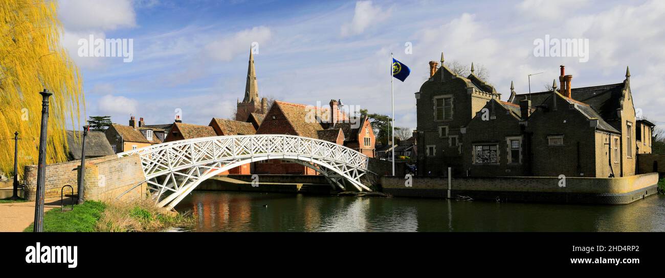The Chinese footbridge over the river Great Ouse, Godmanchester town ...