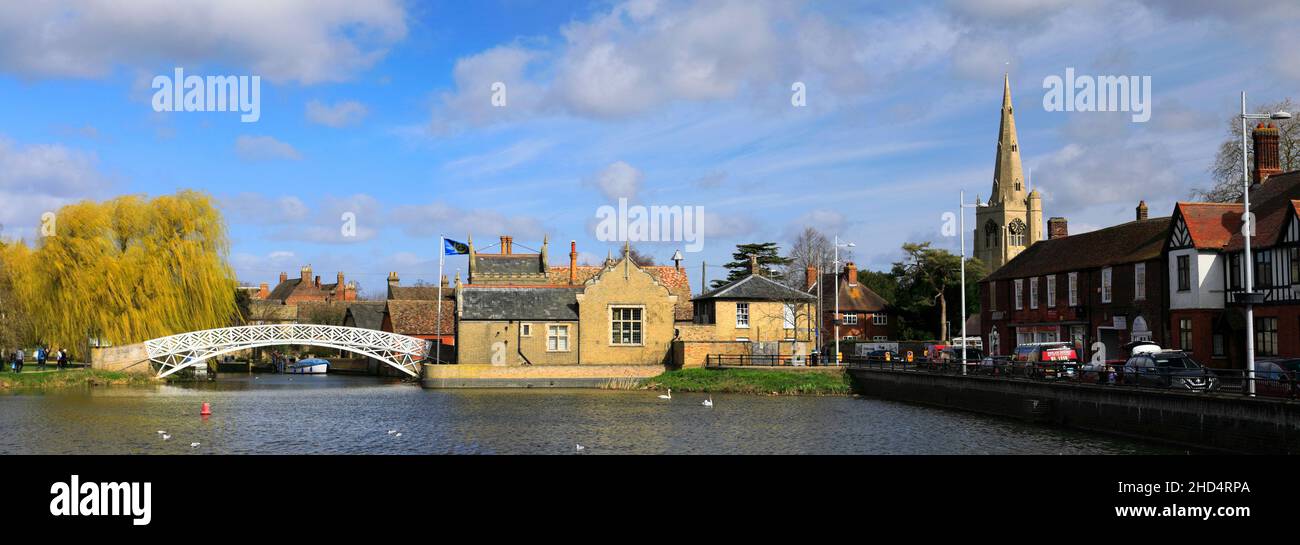 The Causeway, river Great Ouse, Godmanchester town, Cambridgeshire ...