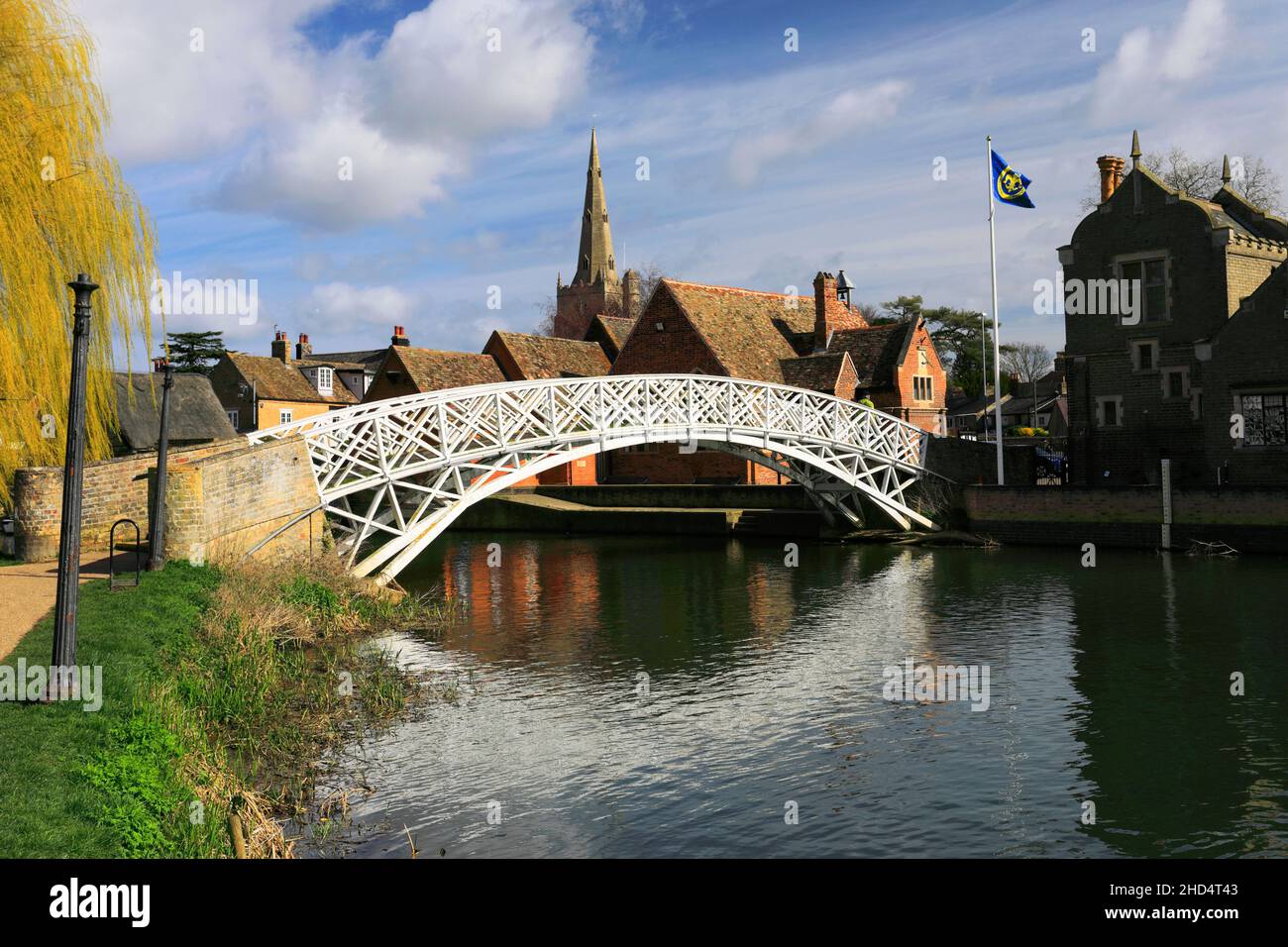The Chinese footbridge over the river Great Ouse, Godmanchester town ...