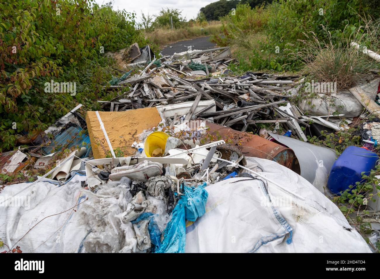 Fly tipping in a rural layby. North Yorkshire, UK Stock Photo - Alamy