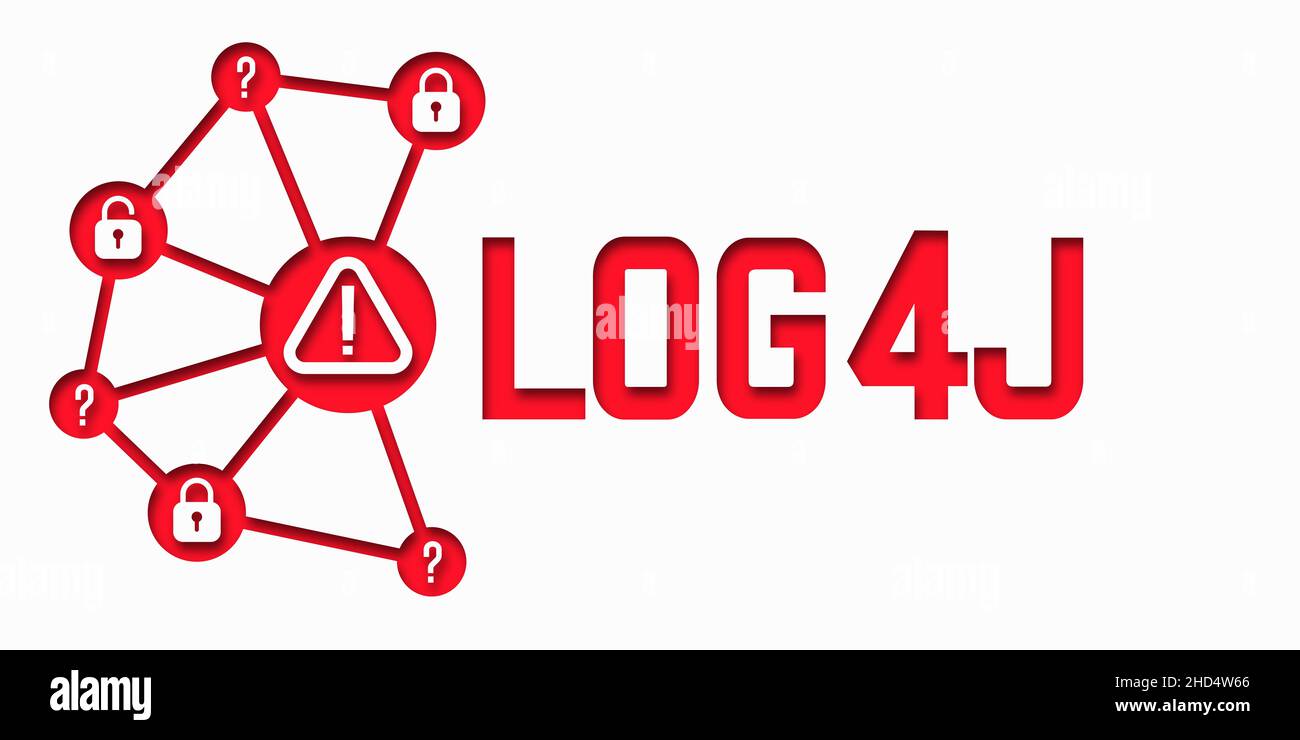 Log4J red warning symbol concept. Log4Shell security vulnerability ...