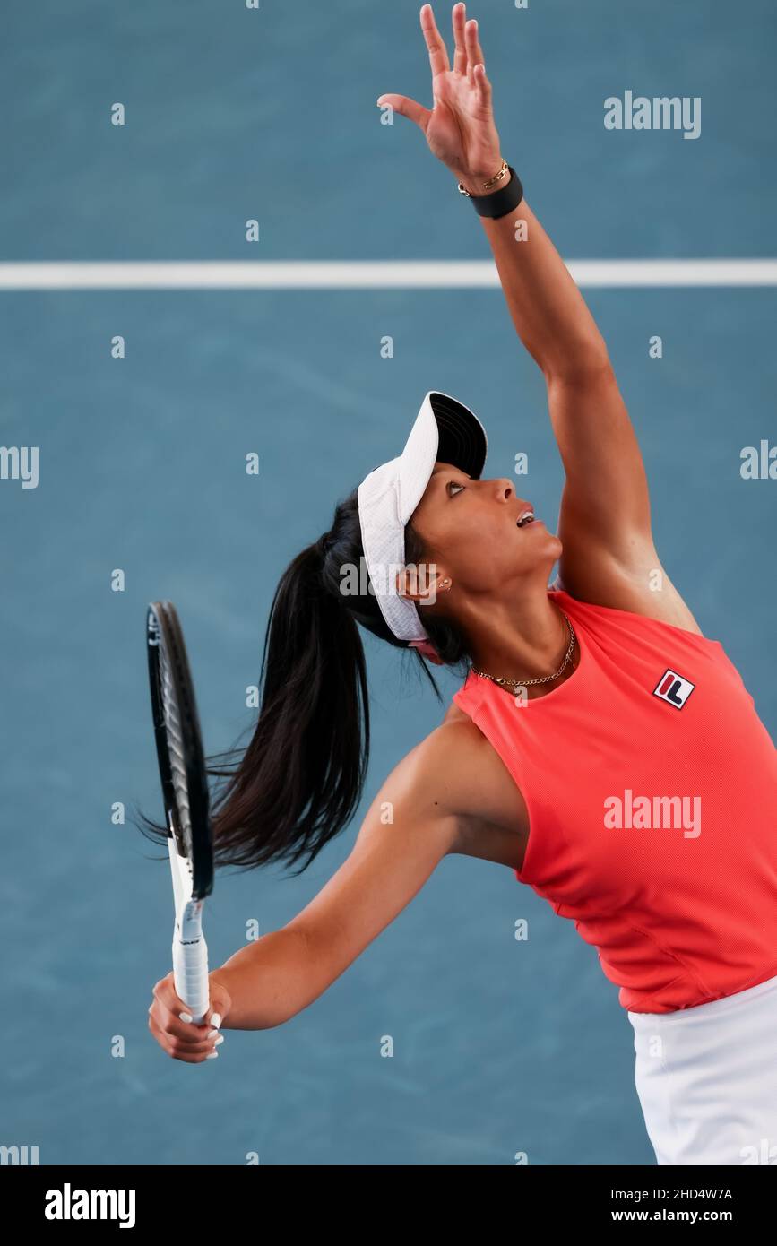 Adelaide, Australia, 3 January, 2022. Priscilla Hon of Australia serves ...