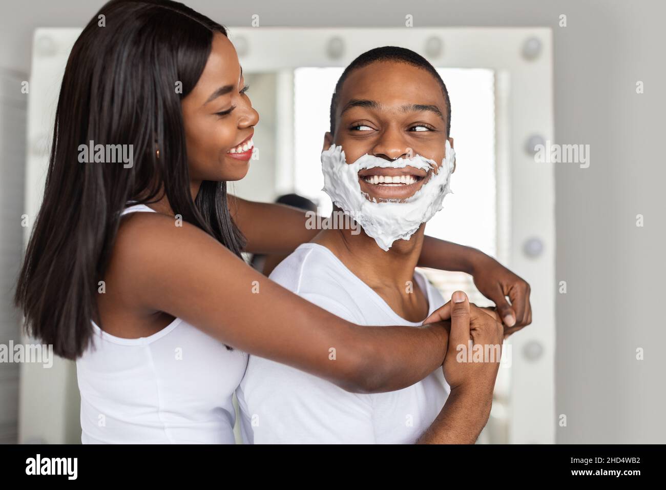 Getting ready couple shaving hi-res stock photography and images - Alamy