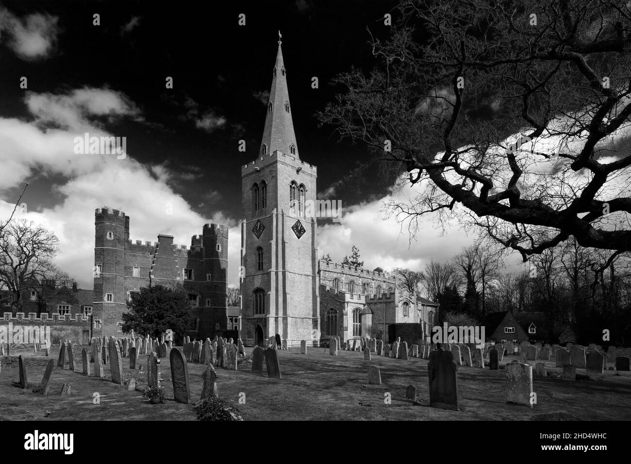 St Marys church and Buckden Towers, Buckden village, Cambridgeshire ...