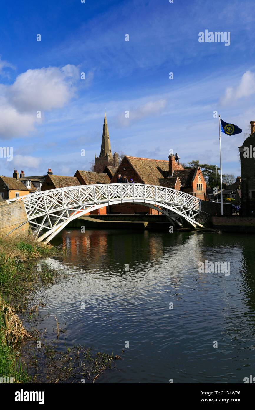 The Chinese footbridge over the river Great Ouse, Godmanchester town ...