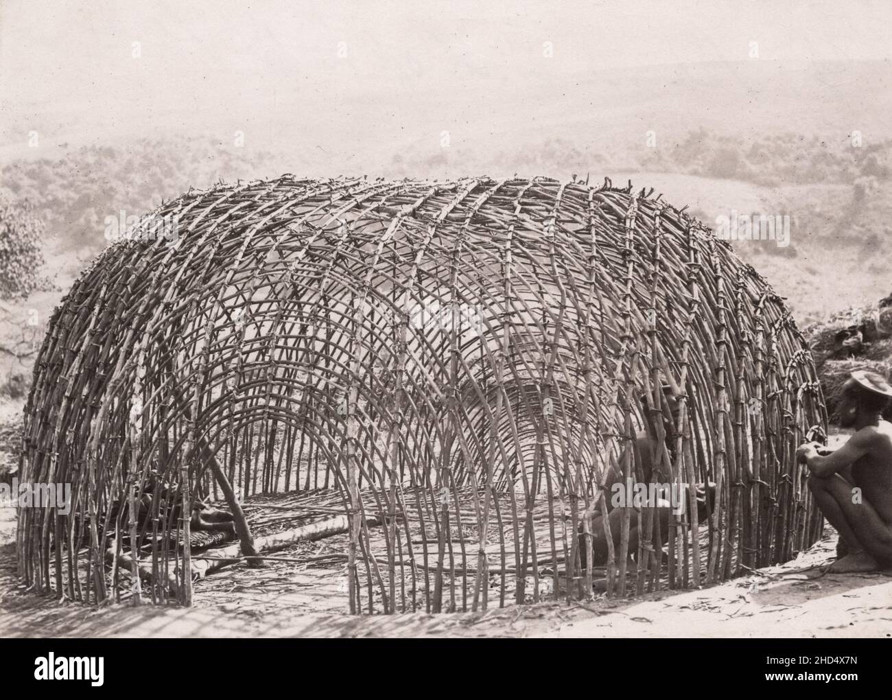 Vintage late 19th century/1900 photograph: Native dwelling, South ...