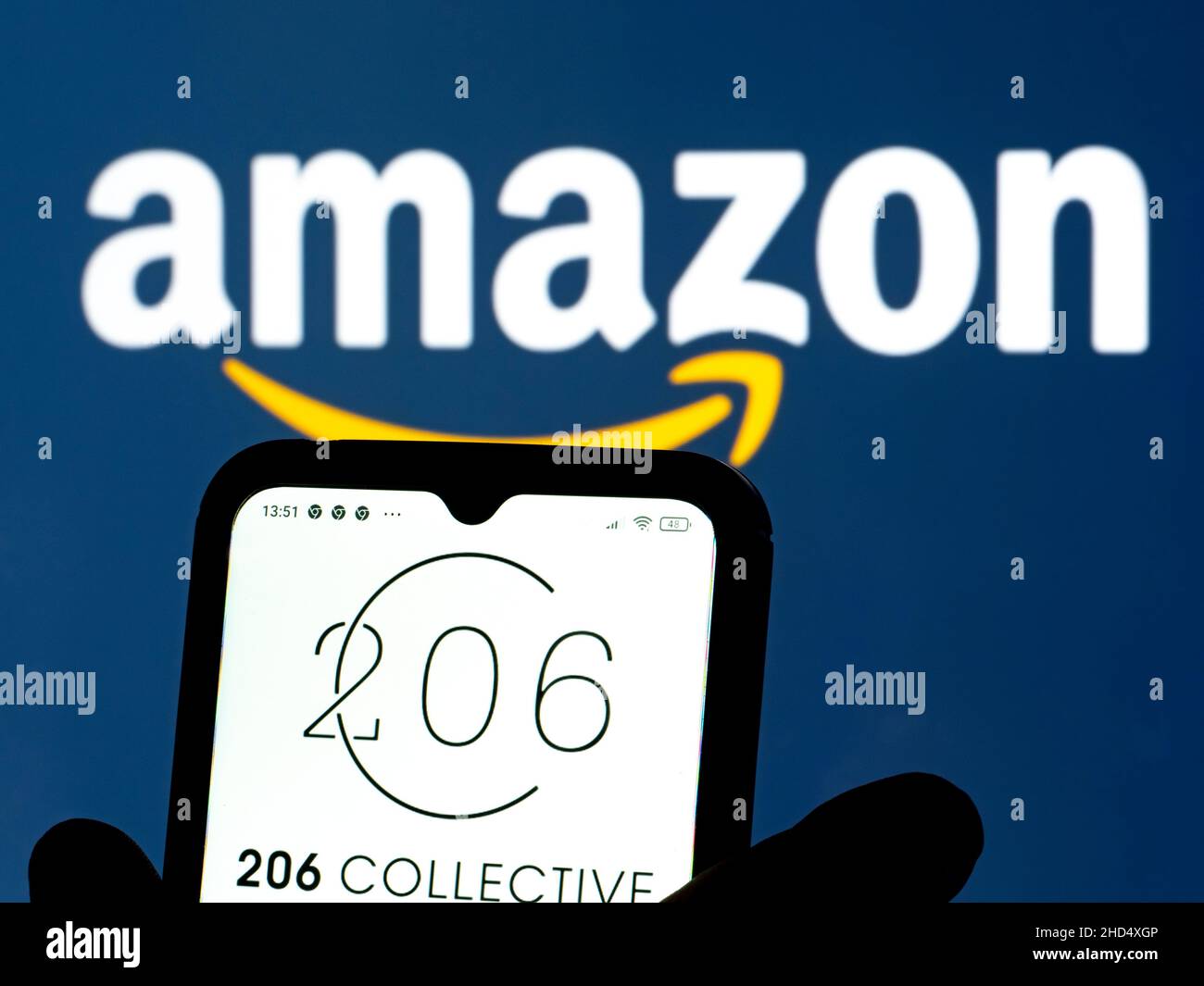 In this photo illustration 206 Collective brand owned by Amazon logo ...