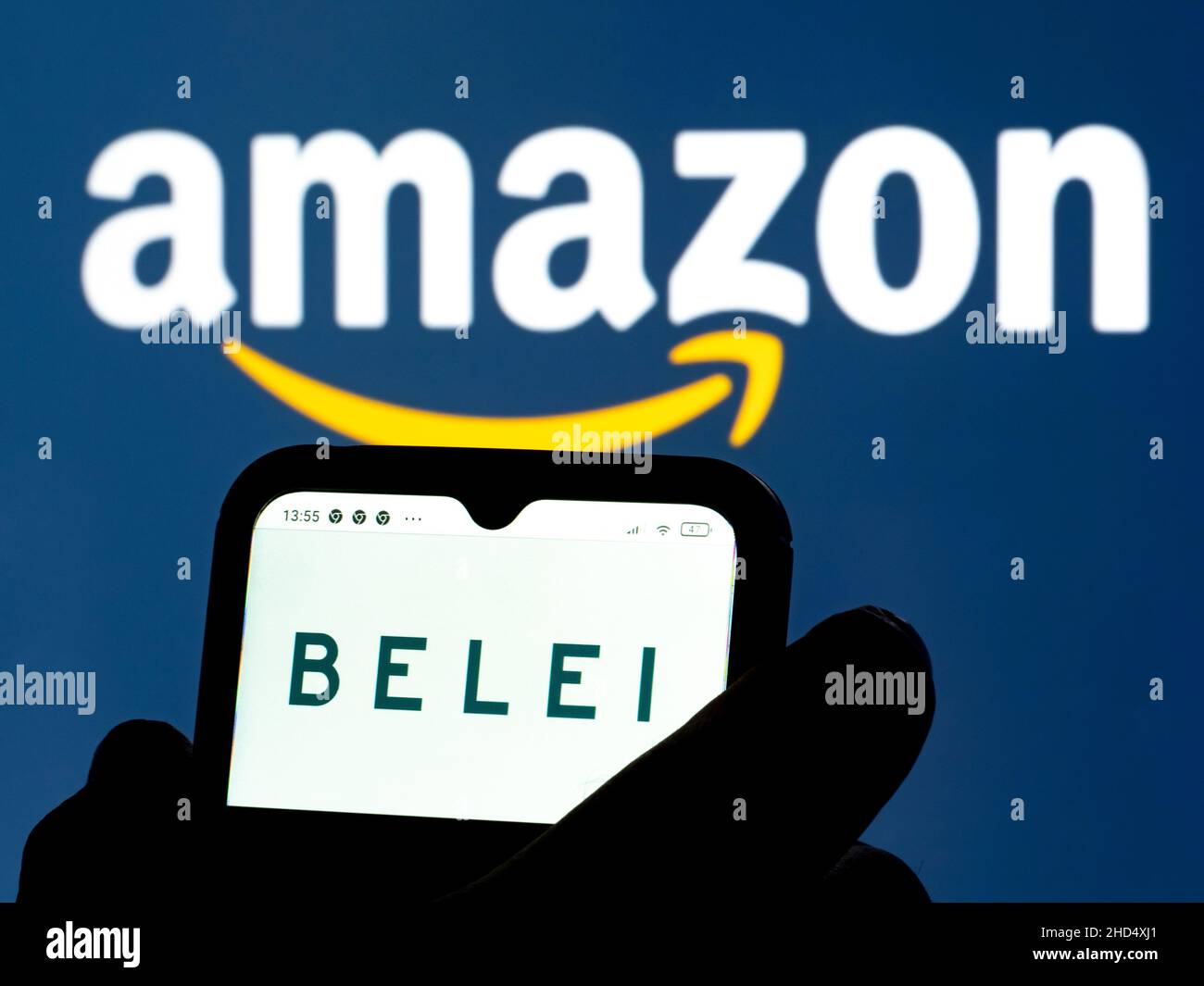 In this photo illustration Belei brand owned by Amazon logo seen ...