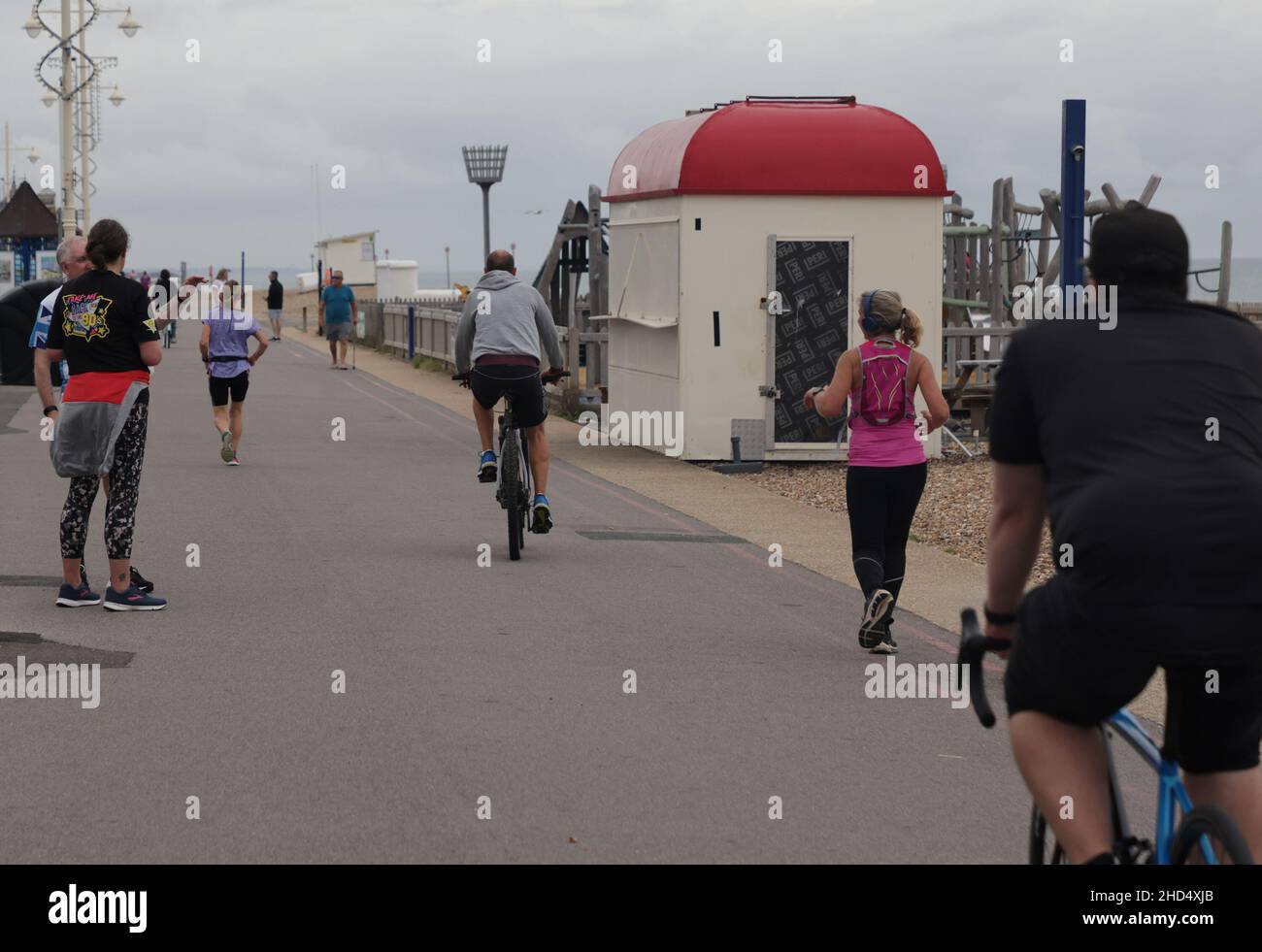 People seen exercising along the coast of Bognor Regis, UK Stock Photo ...