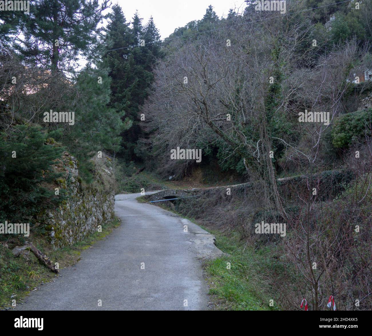 Trail by the river in Polydroso Stock Photo - Alamy