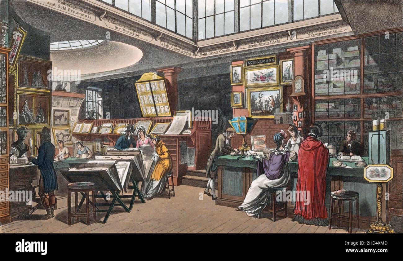 Rudolph Ackermann's London shop Repository of Arts which he moved from ...