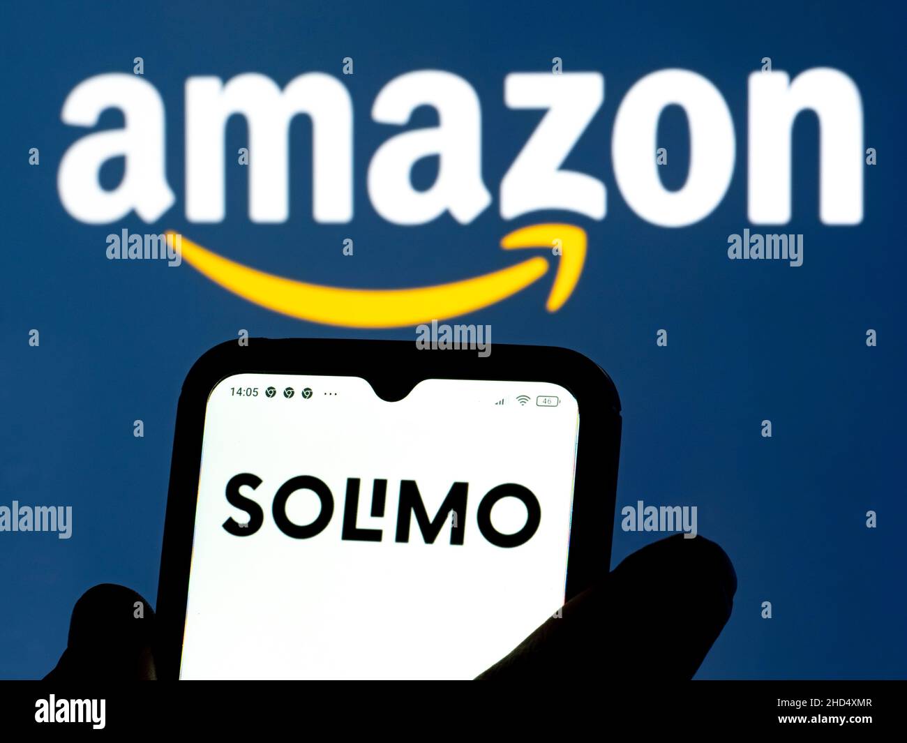 In this photo illustration Solimo brand owned by Amazon logo seen ...