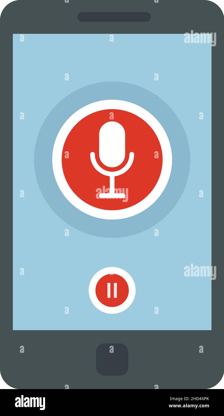 Smartphone audio recording icon. Flat illustration of smartphone audio ...