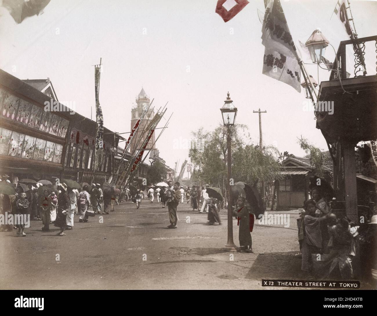 Vintage late 19th century photograph: Theatre Street, Asakusa, Tokyo ...
