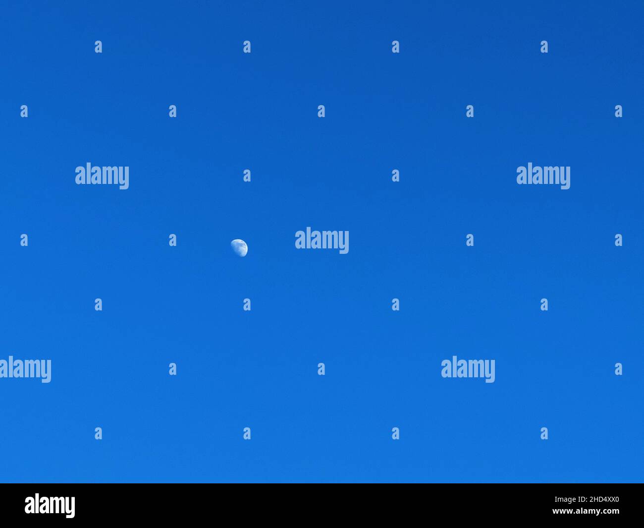 Half-moon in the blue sky in the daytime Stock Photo - Alamy