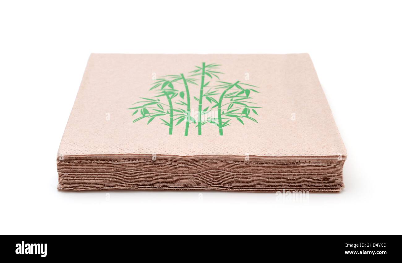 Stack of paper table napkins isolated on white Stock Photo - Alamy