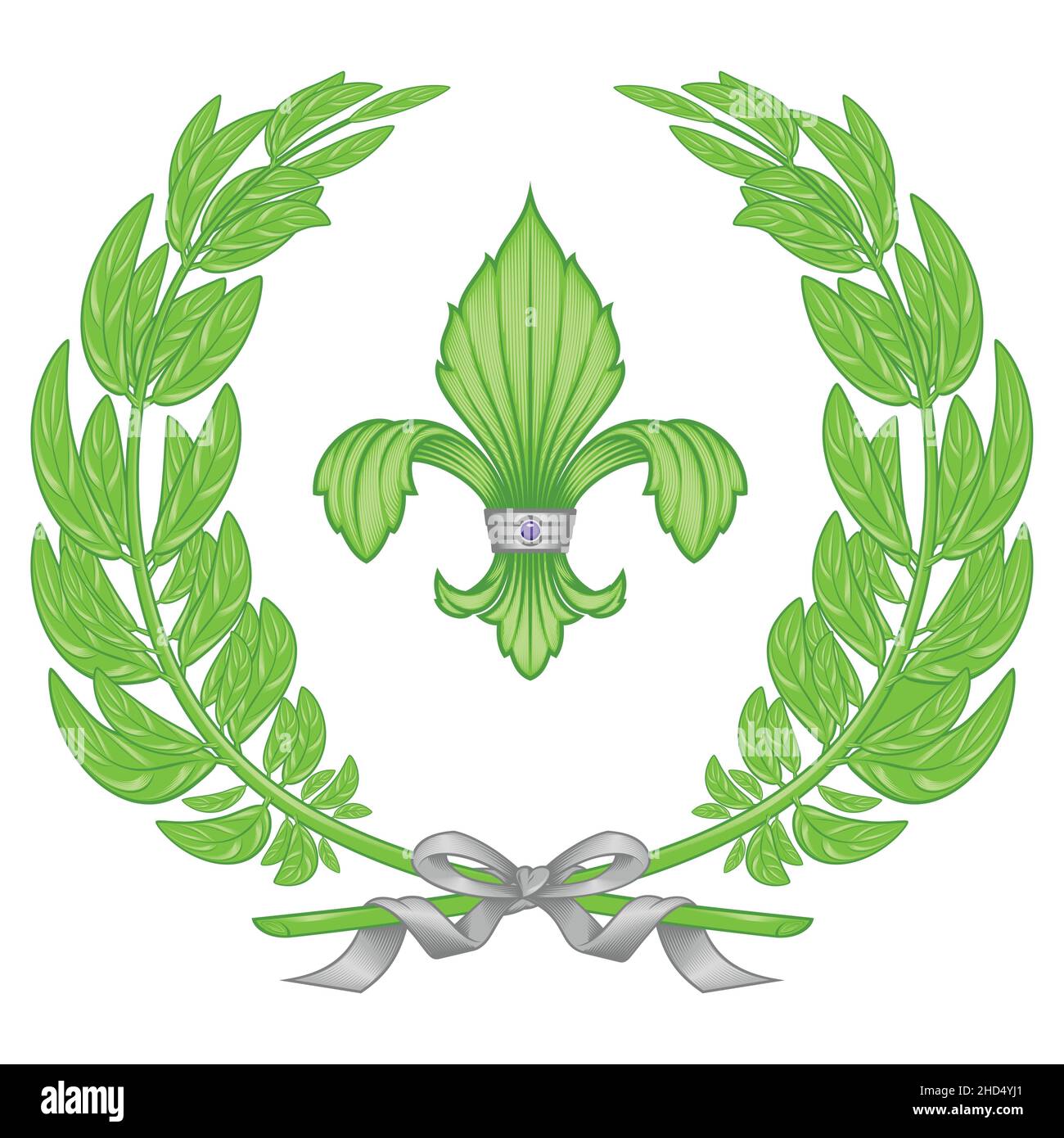 Vector design of the fleur de lis with laurel wreath, representation of ...
