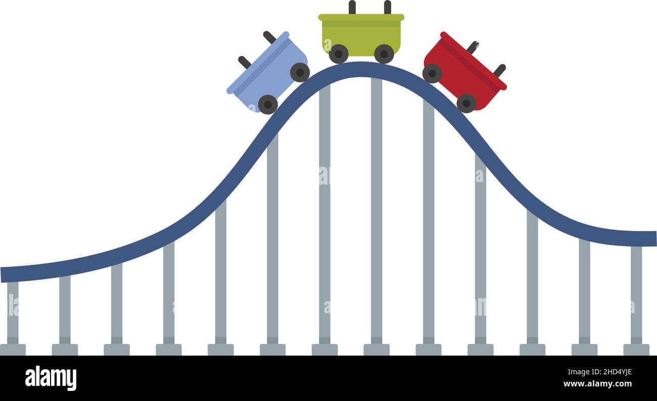 Roller coaster train icon. Flat illustration of roller coaster train ...