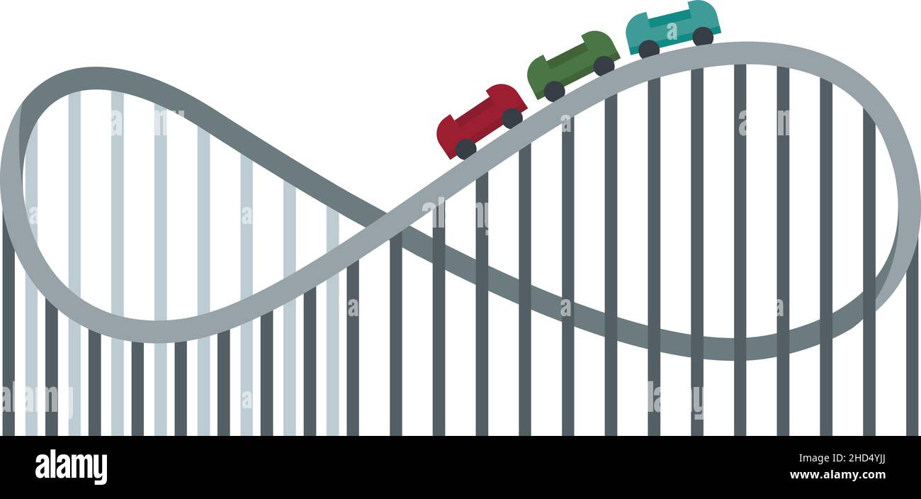 Roller coaster icon. Flat illustration of roller coaster vector icon ...