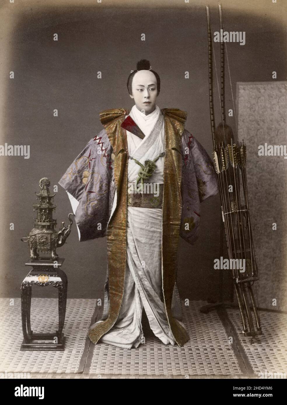 Vintage 19th century photograph: Japanese General with bow and arrow ...