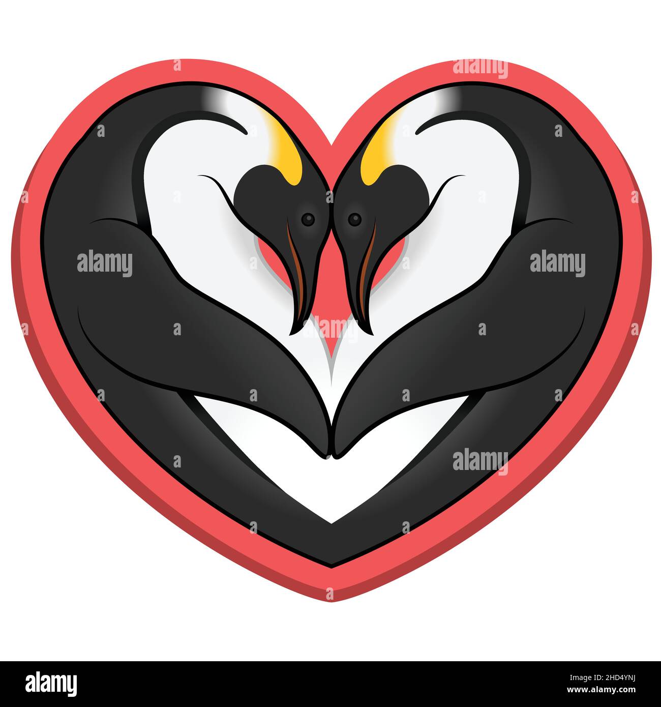 Two Emperor Penguins Heart Shape Design, Heart Shaped Animals Stock ...