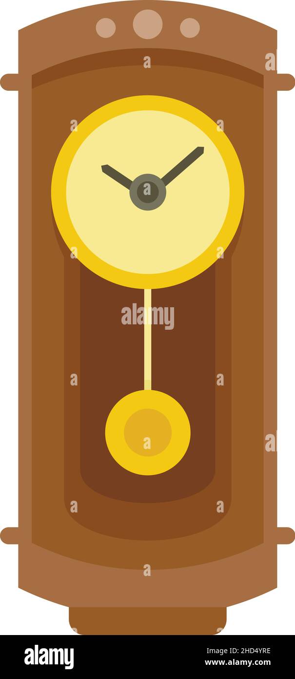 Classical pendulum clock icon. Flat illustration of classical pendulum ...