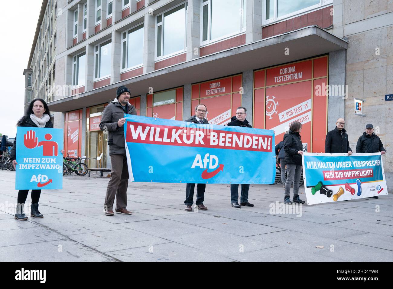 Dresden, Germany. 03rd Jan, 2022. Participants of a rally of the AfD ...