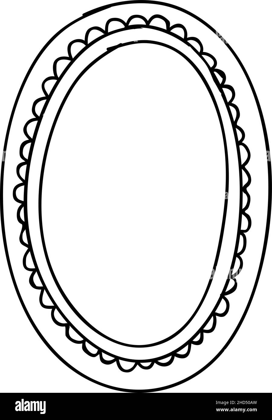 Oval decorative frame in blank line sketchy style Stock Vector Image ...