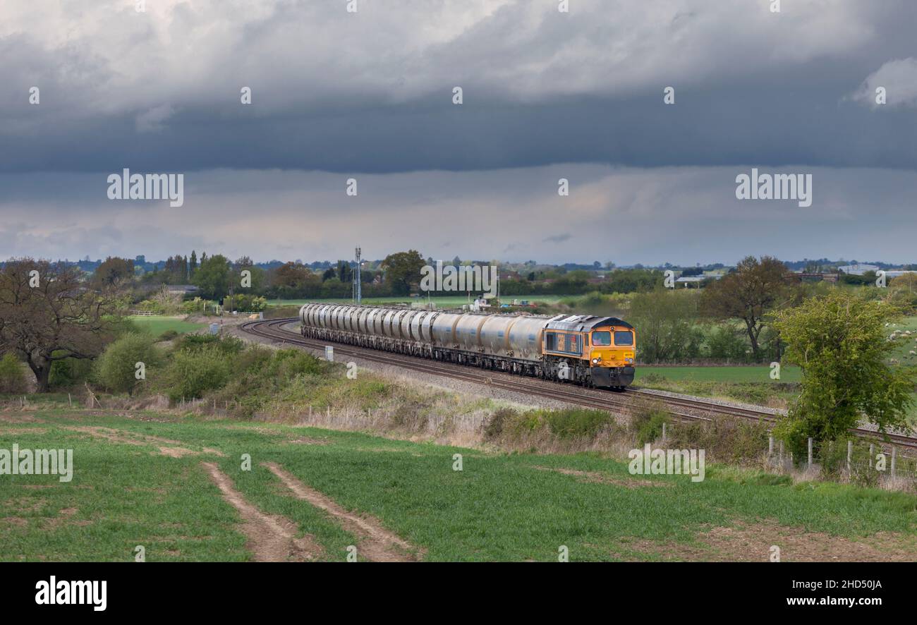 GB Railfreight class 66 diesel locomotive 66745 hauling a freight train ...