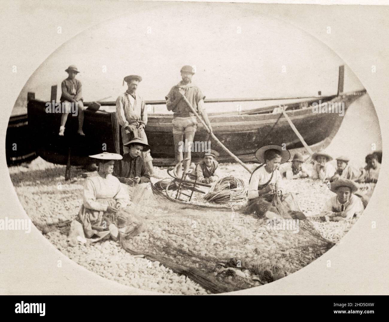 Vintage 19th century photograph: Women washing clothes in a stream ...