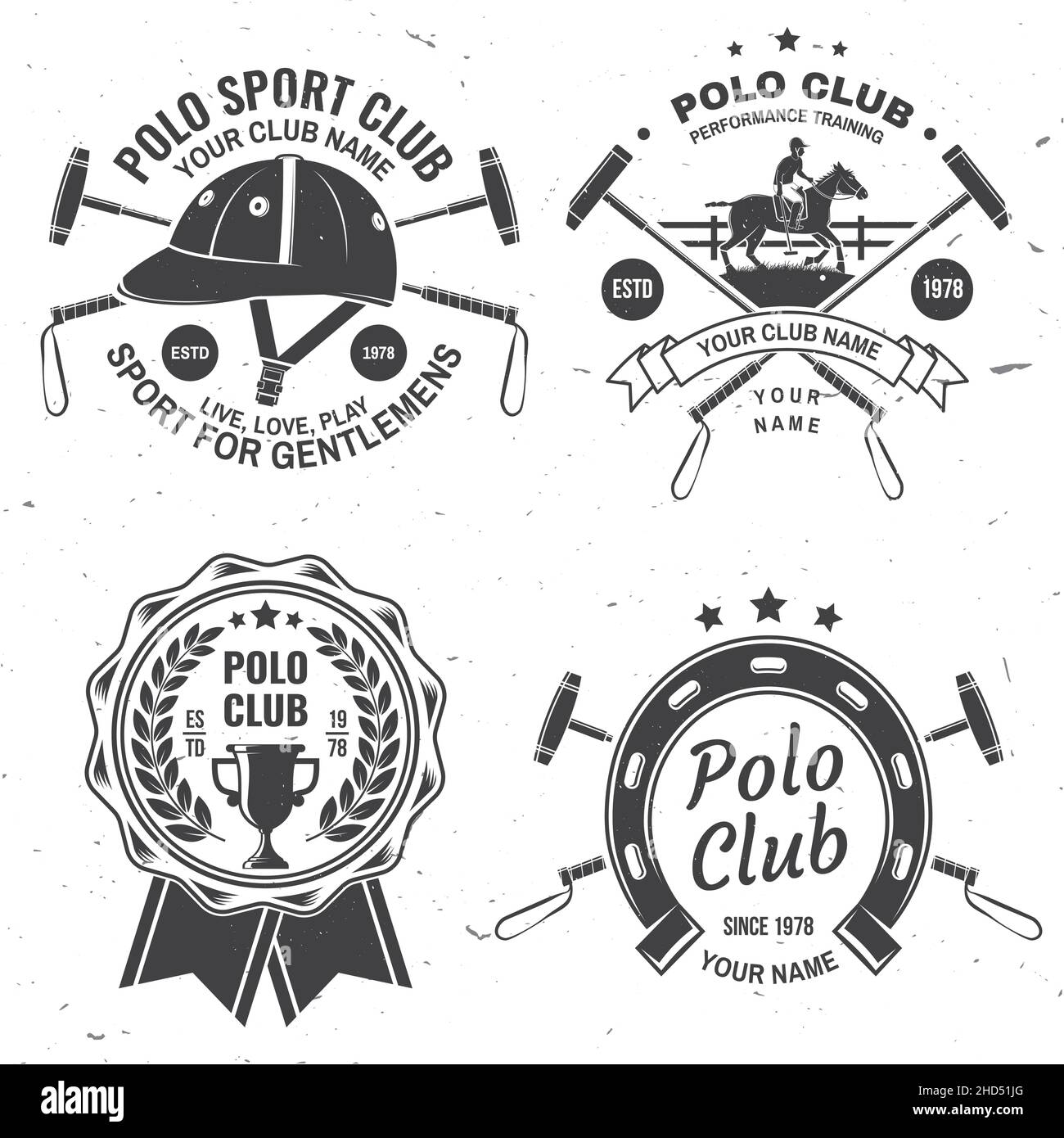 Set of Polo club sport badges, patches, emblems, logos. Vector ...
