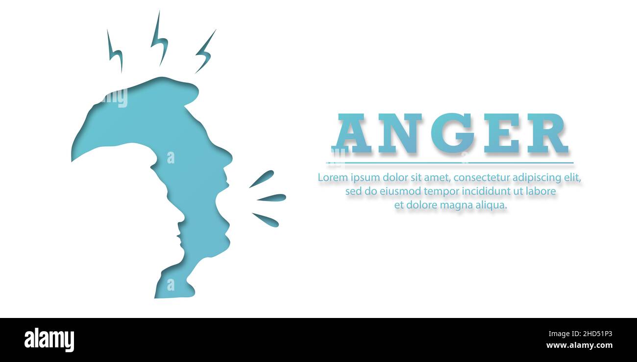 Angry guy screams. Lettering: ANGER. Frustrated man with nervous ...