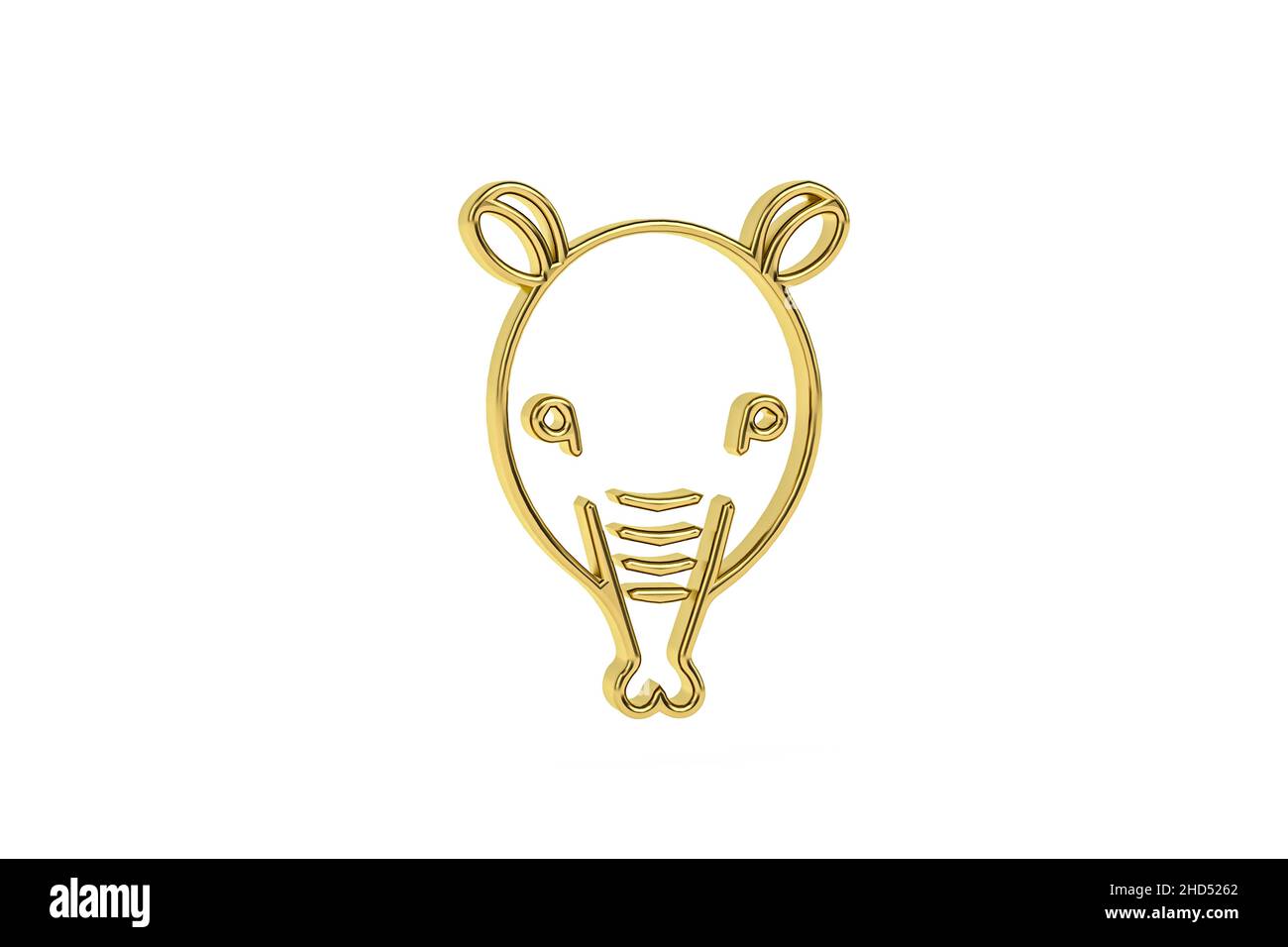 Golden 3d tapir icon isolated on white background - 3d render Stock ...