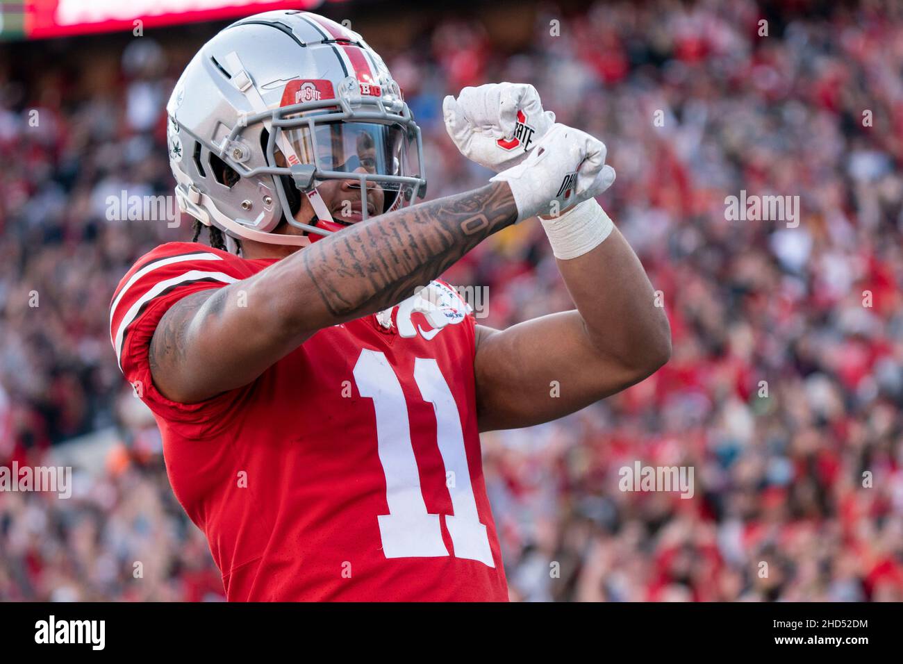 Ohio State Buckeyes wide receiver Jaxon Smith-Njigba (11) celebrates ... Ohio State Buckeyes wide receiver Jaxon Smith-Njigba (11) celebrates ...