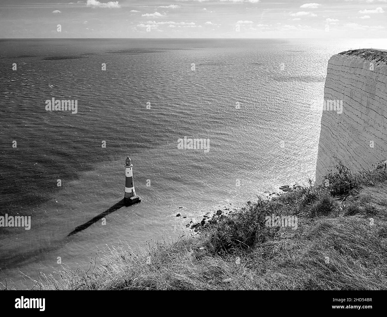 View of the lighthouse from Beachy Head, Eastbourne, England Stock ...