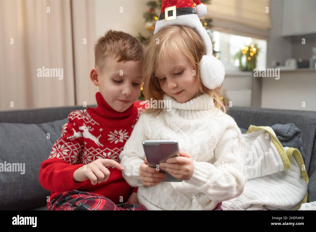 girl and boy make a video call Stock Photo - Alamy