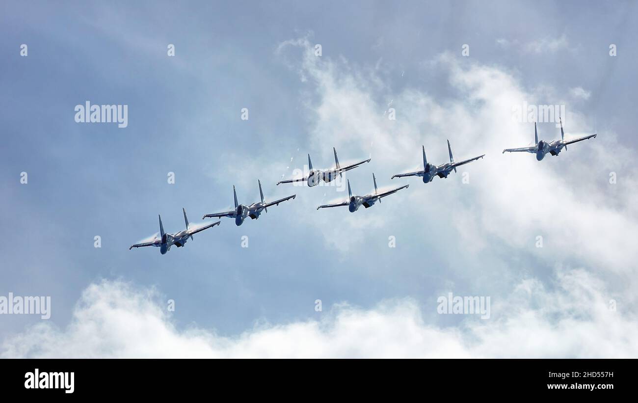 Performance of the aerobatic team Russian Knights, Russian Air Force ...