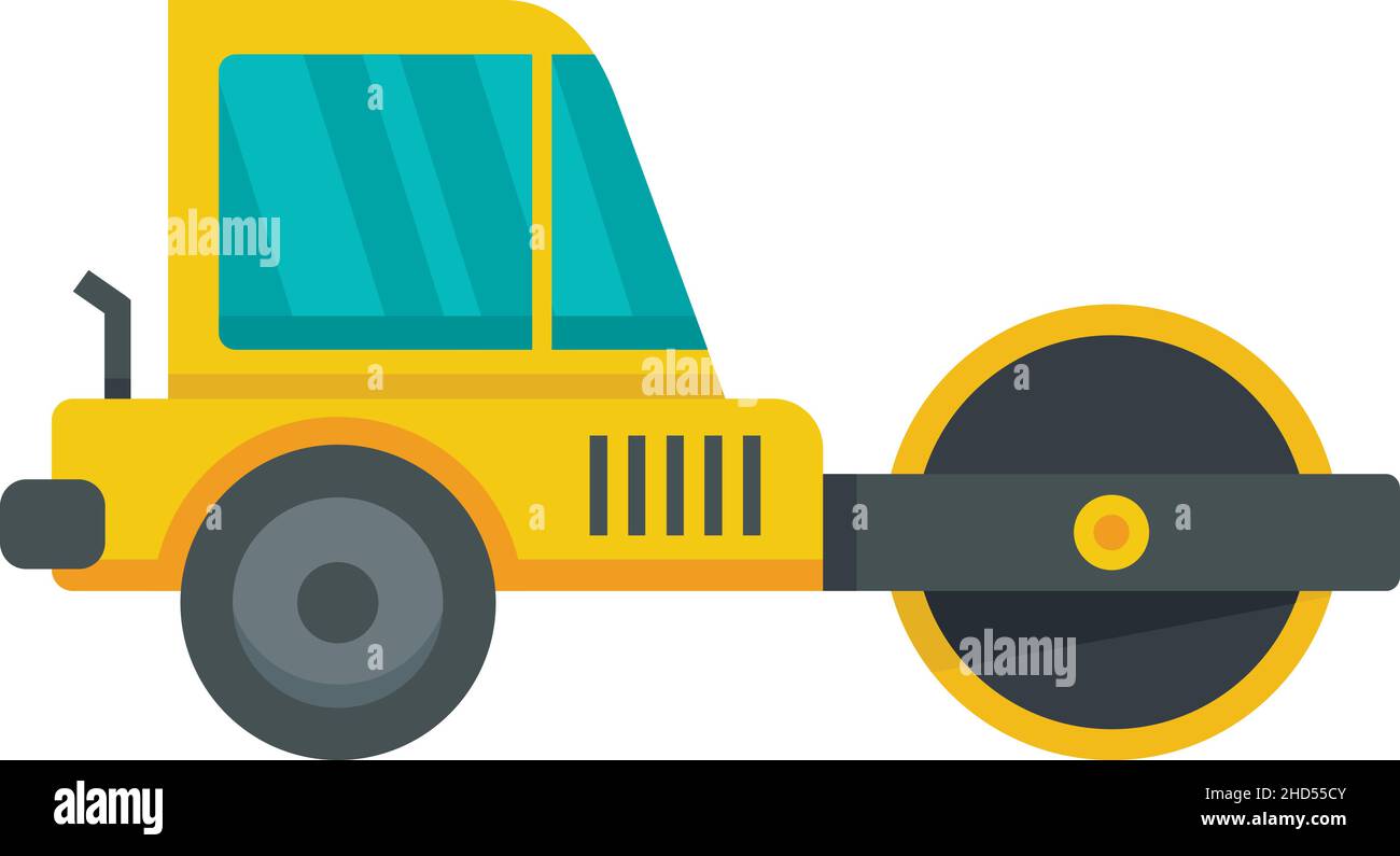 Machine road roller icon. Flat illustration of machine road roller ...