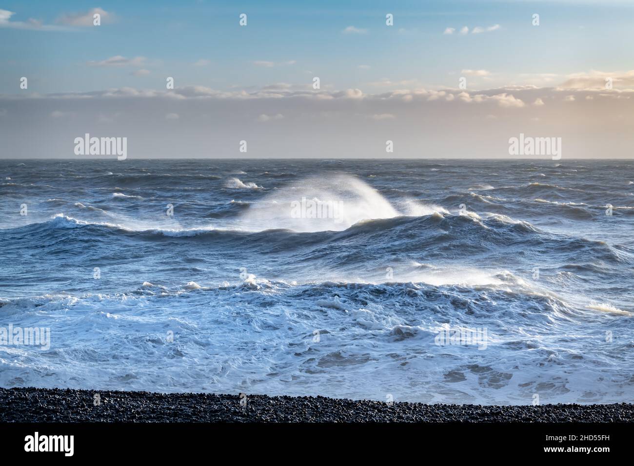Rough Waves during a storm in the English Channel Stock Photo - Alamy