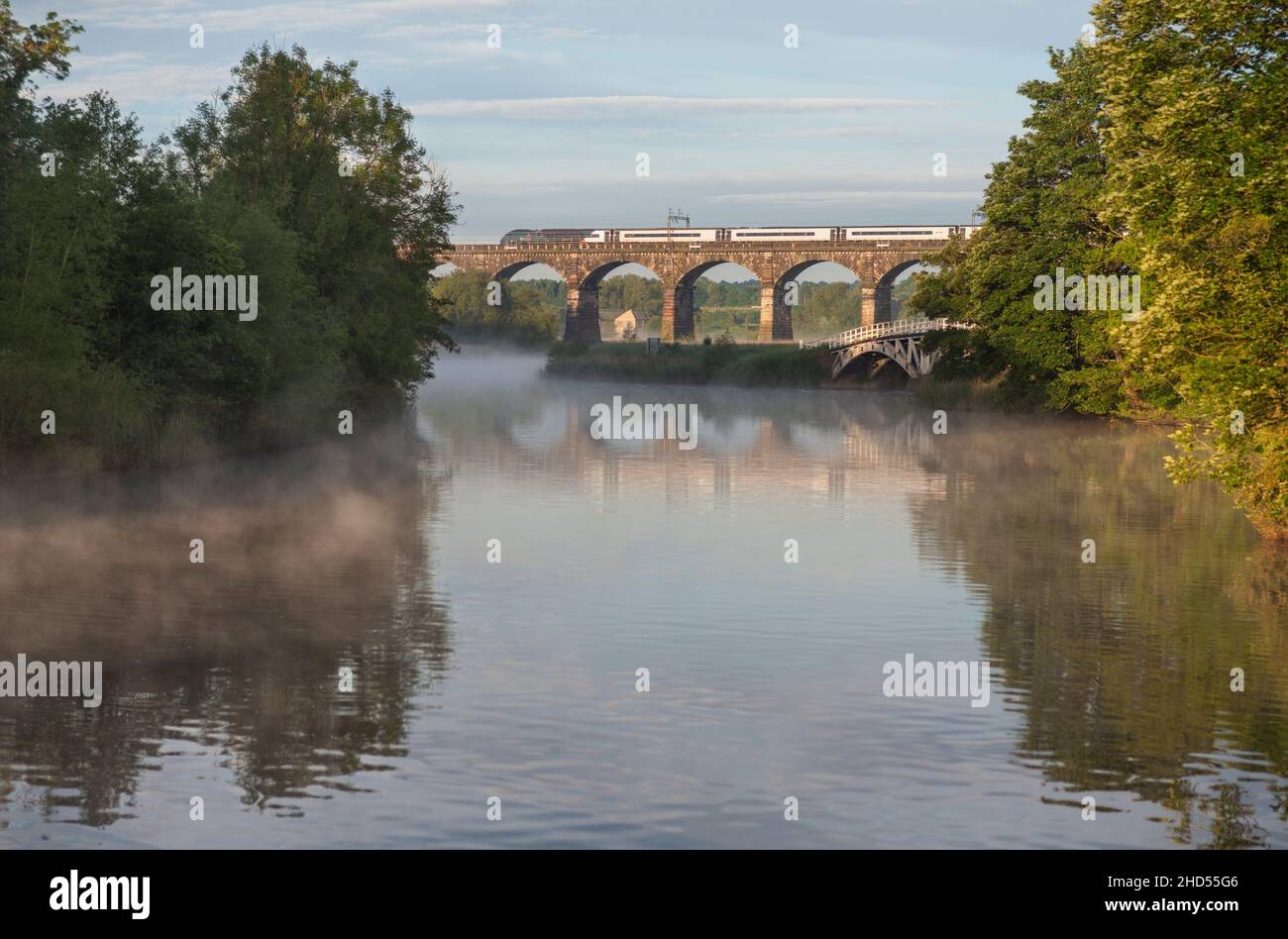 Avanti west coast Alstom Pendolino high speed train crossing Dutton ...