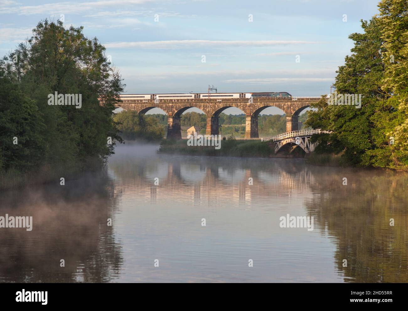 Avanti west coast Alstom Pendolino high speed train crossing Dutton ...