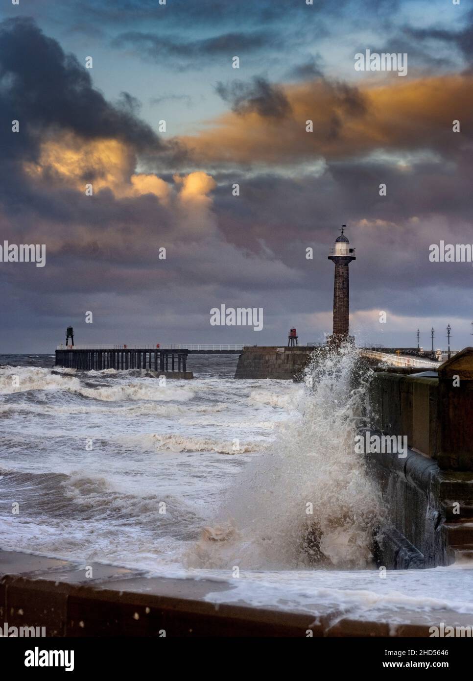 Storm on the coastline of Whitby Stock Photo - Alamy