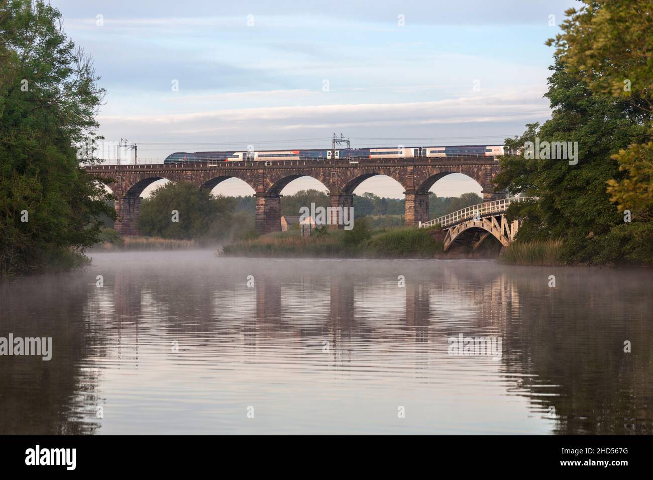 Avanti west coast Alstom Pendolino high speed train crossing Dutton ...