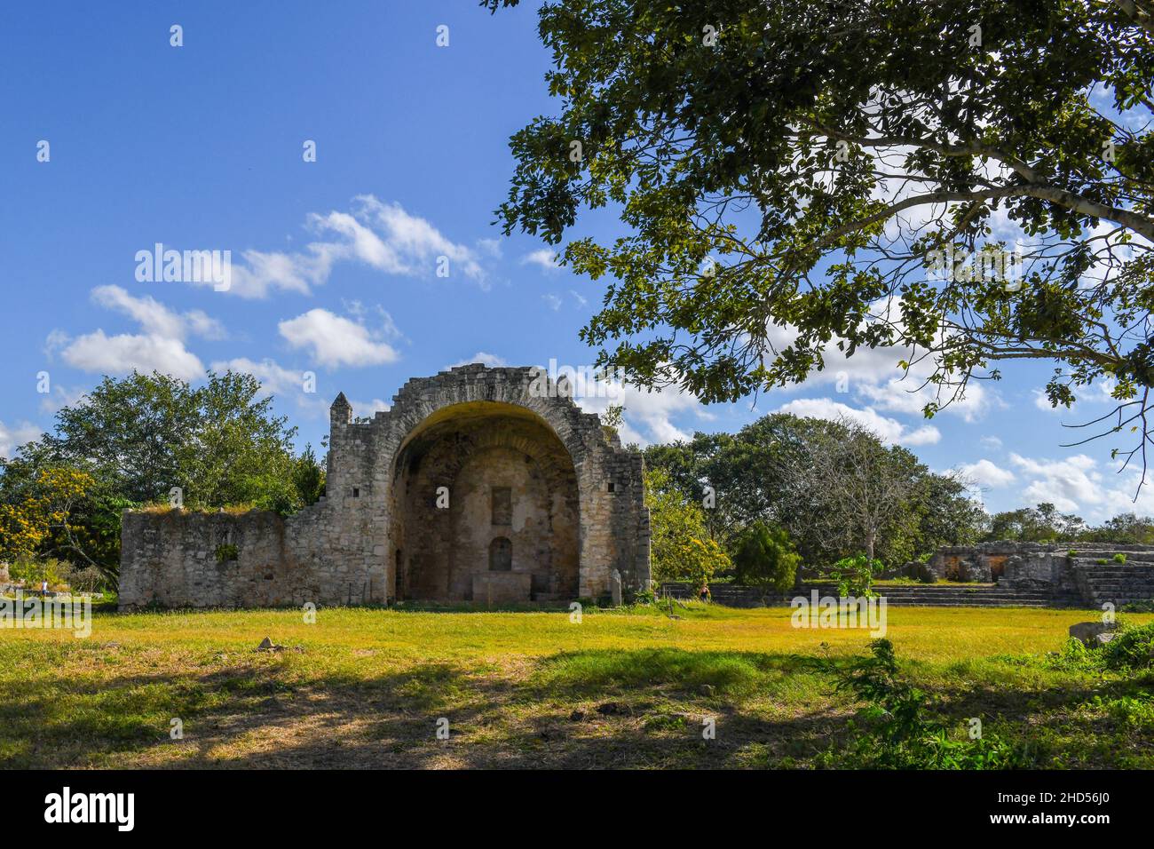 Ruins Of The Colonial 16th Century Open Chapel On The Mayan
