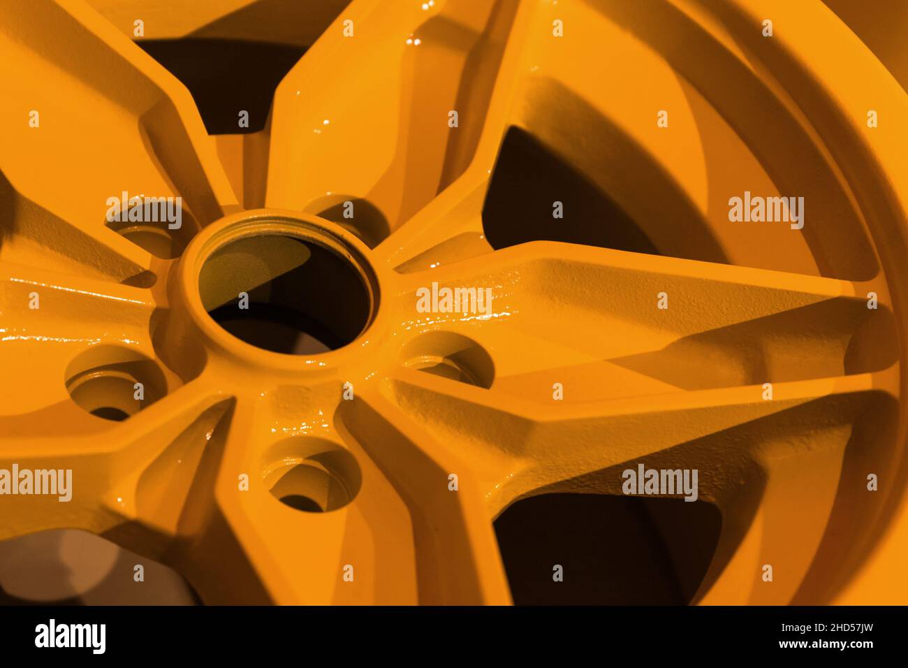 Yellow sports car rim, close up photo. Abstract modern car design Stock ...
