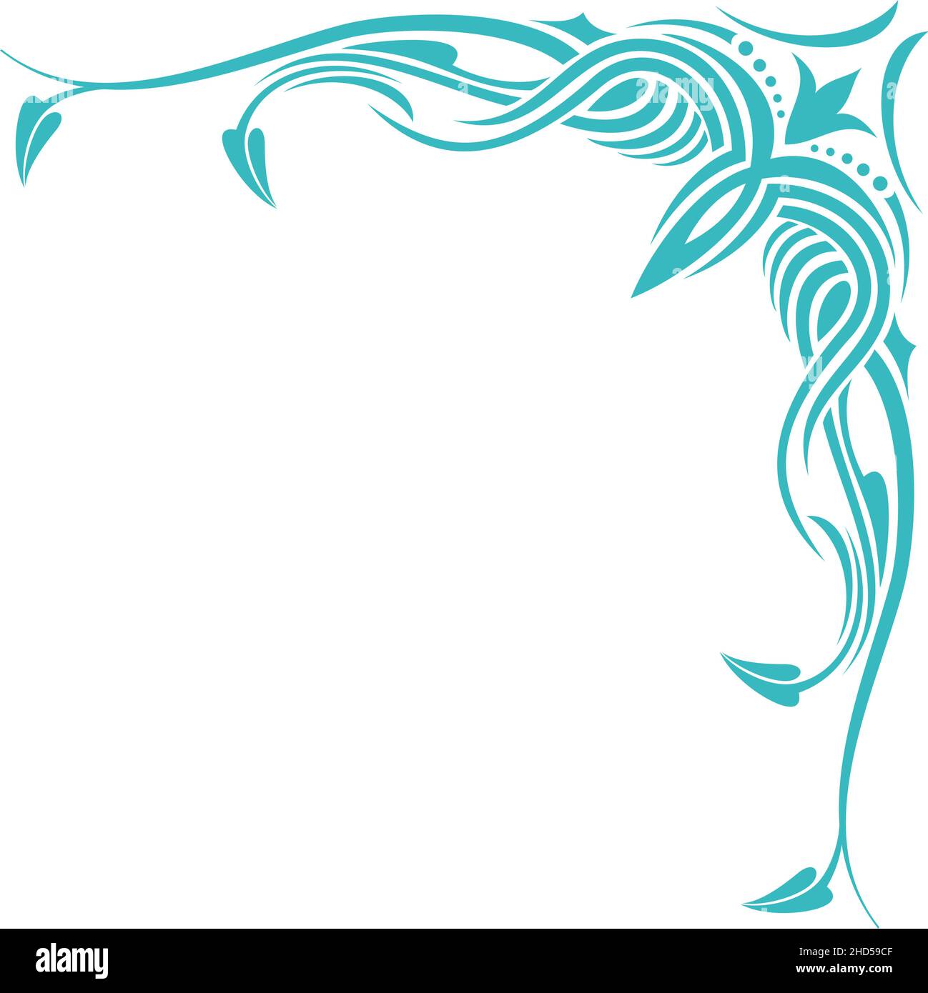 Blue Corner Swirl Designs