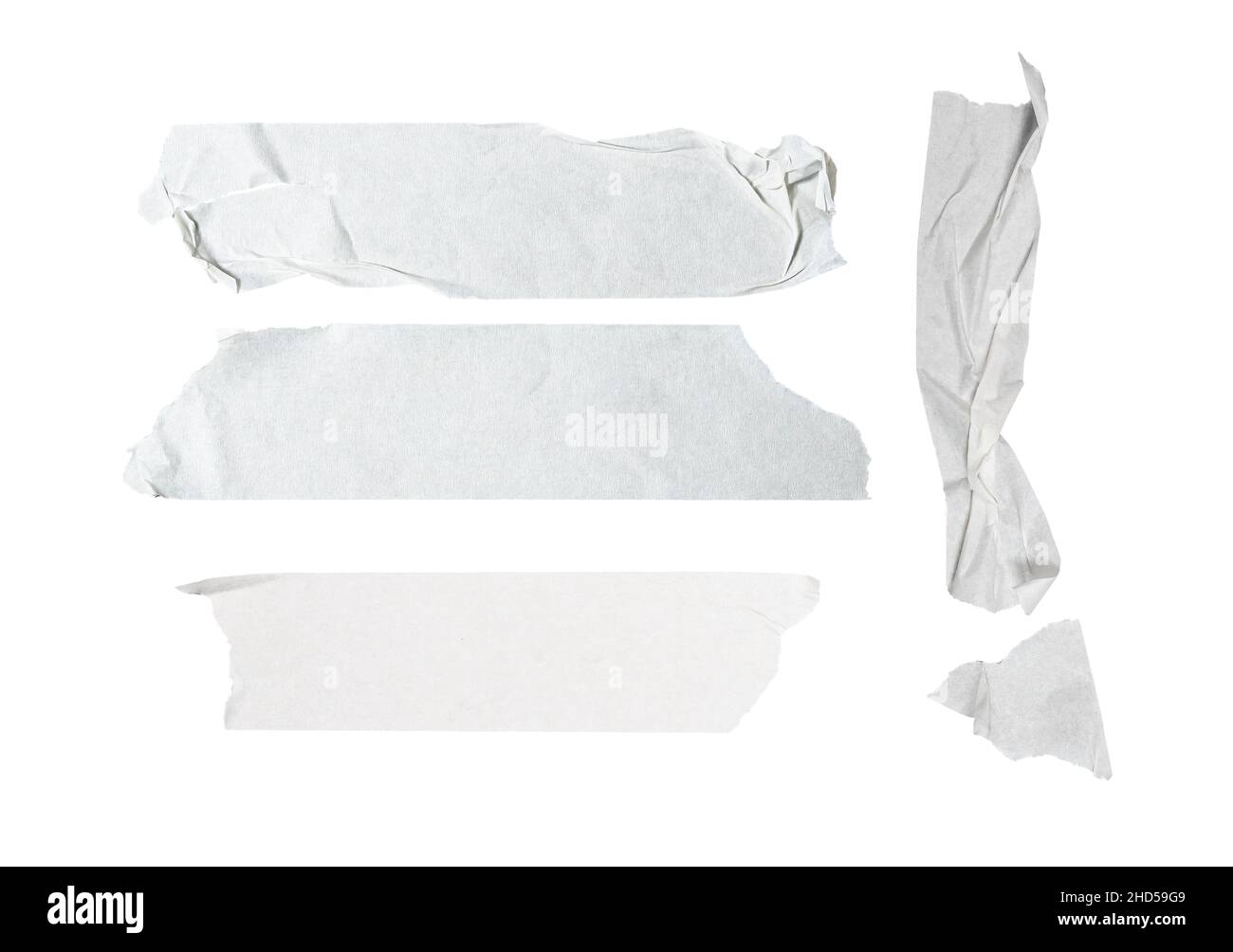 White tapes set close up. Torn, ripped duct strip isolated on white ...