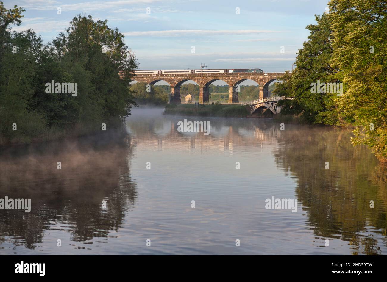 Avanti west coast Alstom Pendolino high speed train crossing Dutton ...