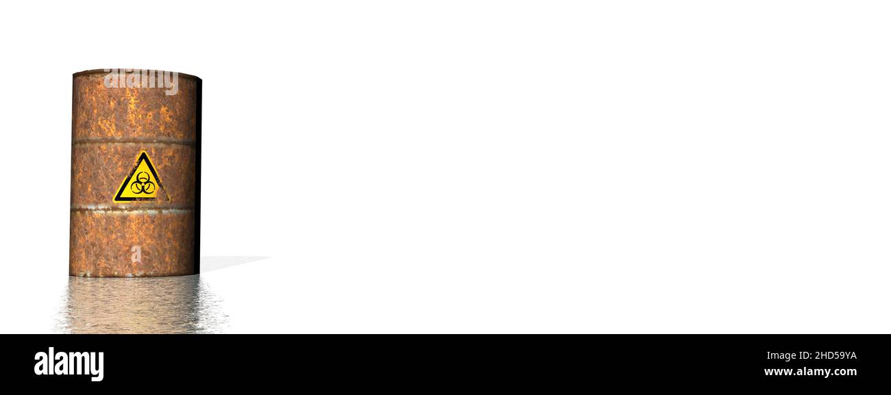 Rust biohazard barrel with logo - 3D render Stock Photo - Alamy