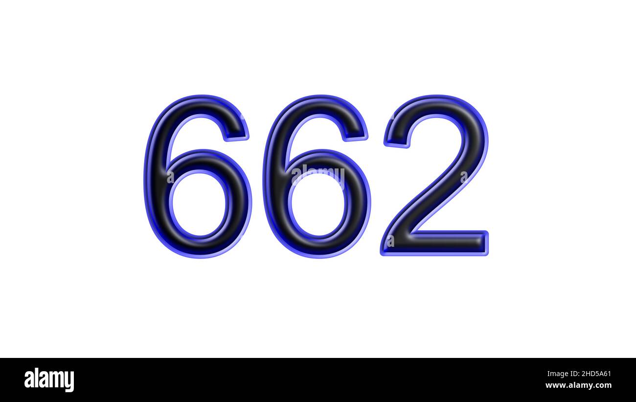 blue 662 number 3d effect white background Stock Photo - Alamy